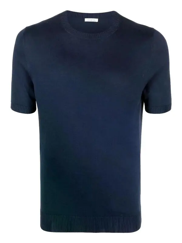 Malo Short-sleeve Fitted Knit Top - Blue