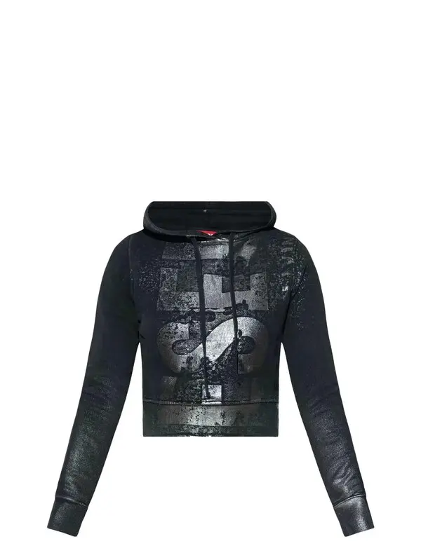 DIESEL® F-slimmy Logo-print Cropped Hoodie - Black