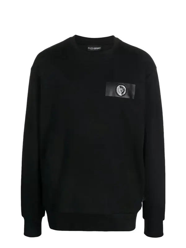 PLEIN SPORT Logo-patch Cotton Sweatshirt - Black