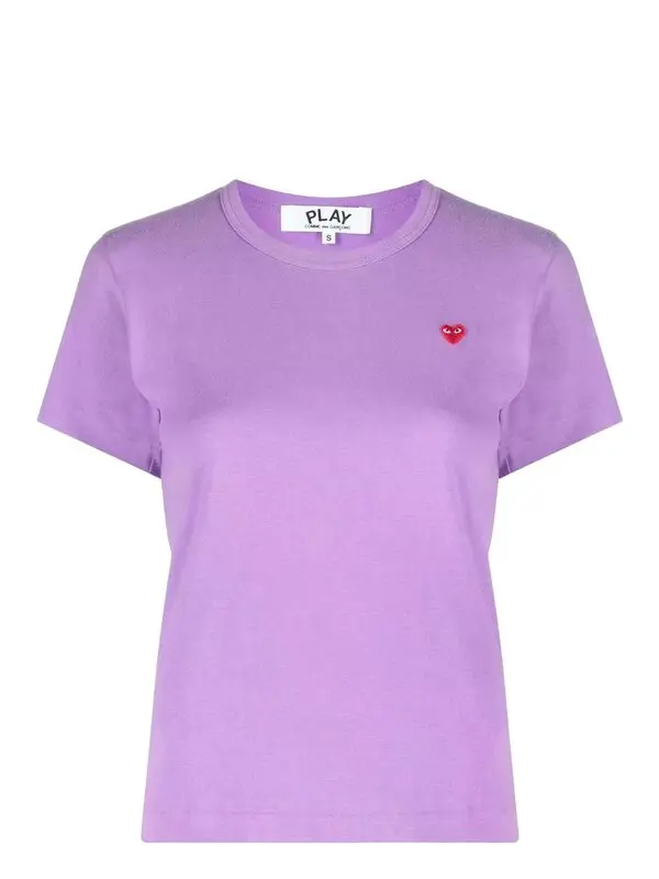 Play Comme Des Garcon Cotton Embroidered-logo T-shirt - Purple