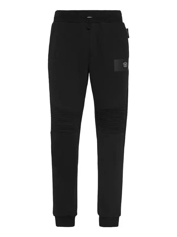 PLEIN SPORT Ribbed Panelling Track Pants - Black