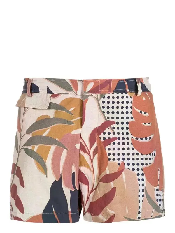 AMIR SLAMA Leaf-print Swim Shorts - Brown
