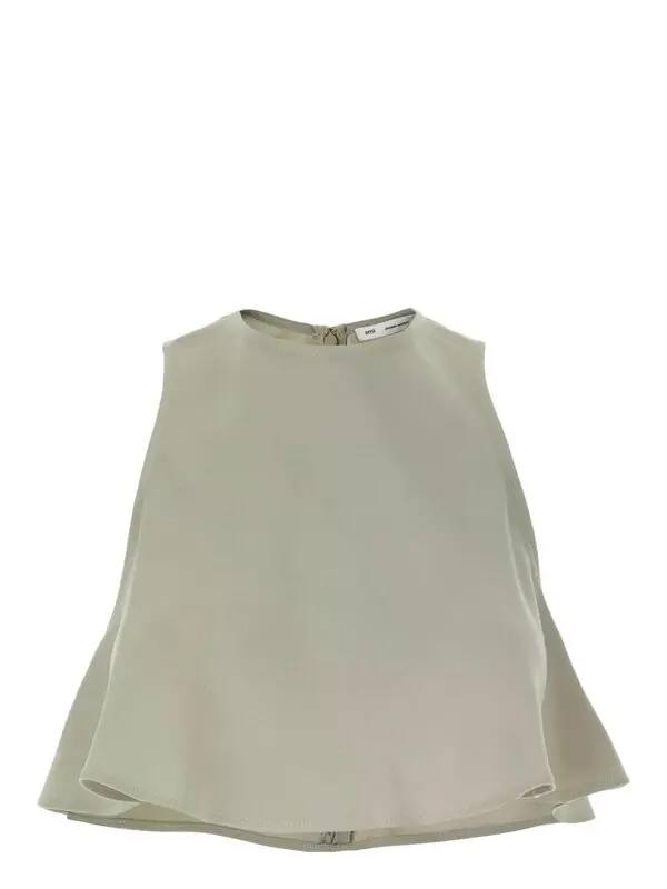 AMI Paris Crepe Cropped Top - Green