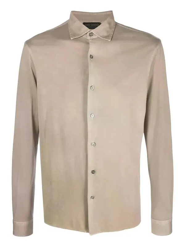 DELL'OGLIO Long-sleeve Cotton Shirt - Neutrals