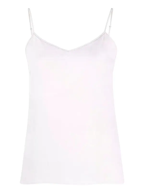 Fabiana Filippi Bead-detail V-neck Tank Top - Grey