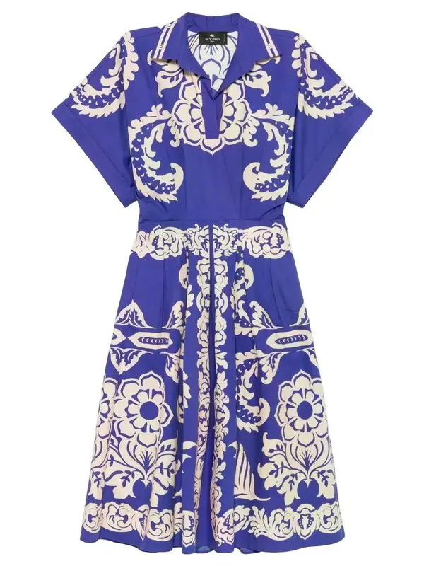 Etro Printed Midi Dress - Blue