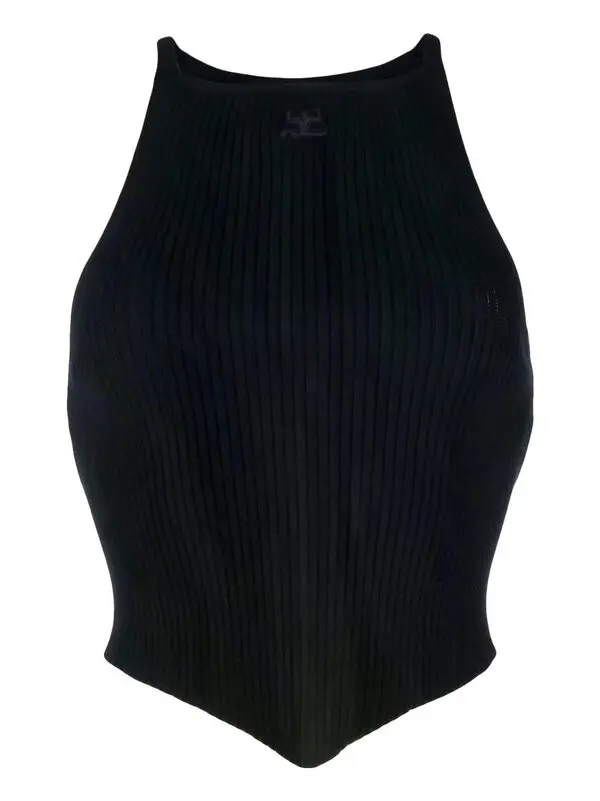COURREGES Pointy Rib-knit Tank Top - Blue