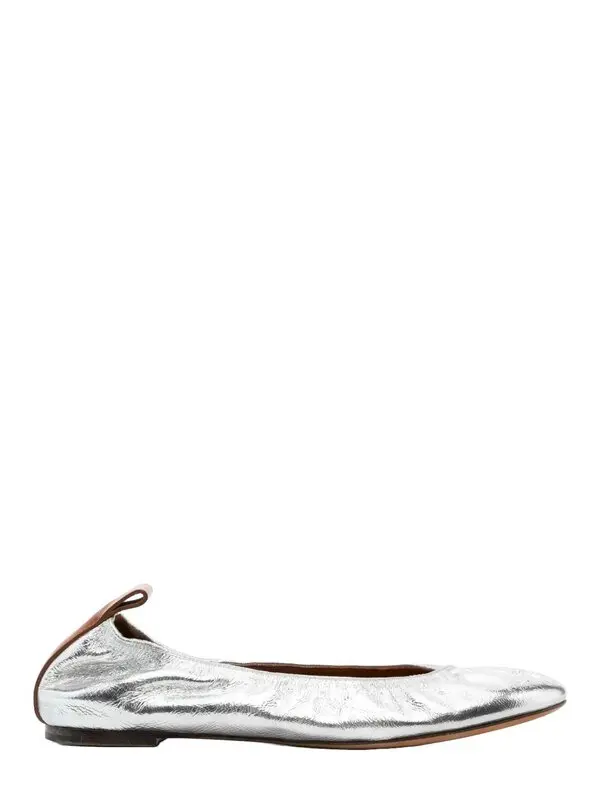 LANVIN Metallic Leather Ballerina Shoes - Silver