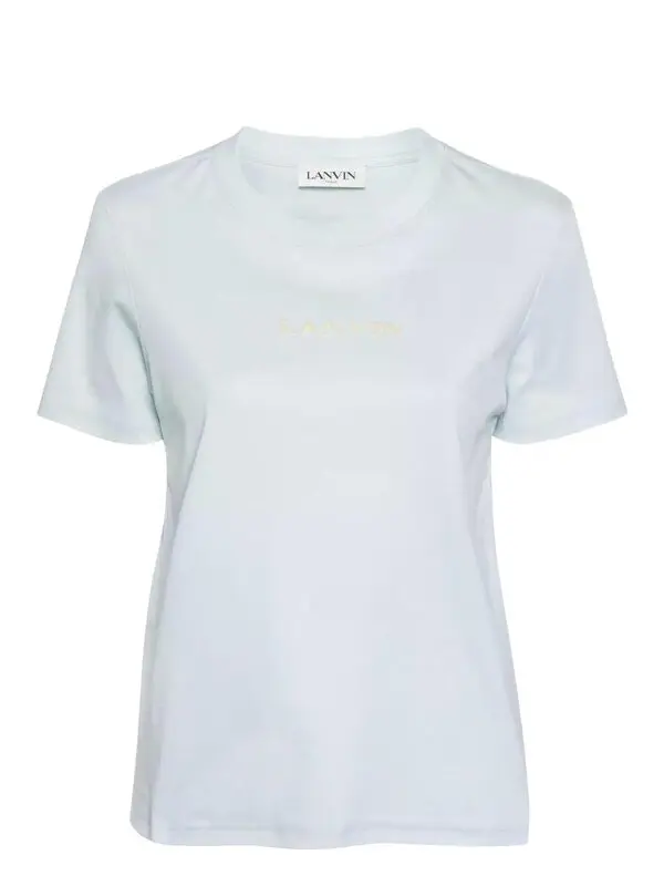 LANVIN Embroidered-logo Cotton T-shirt - Blue