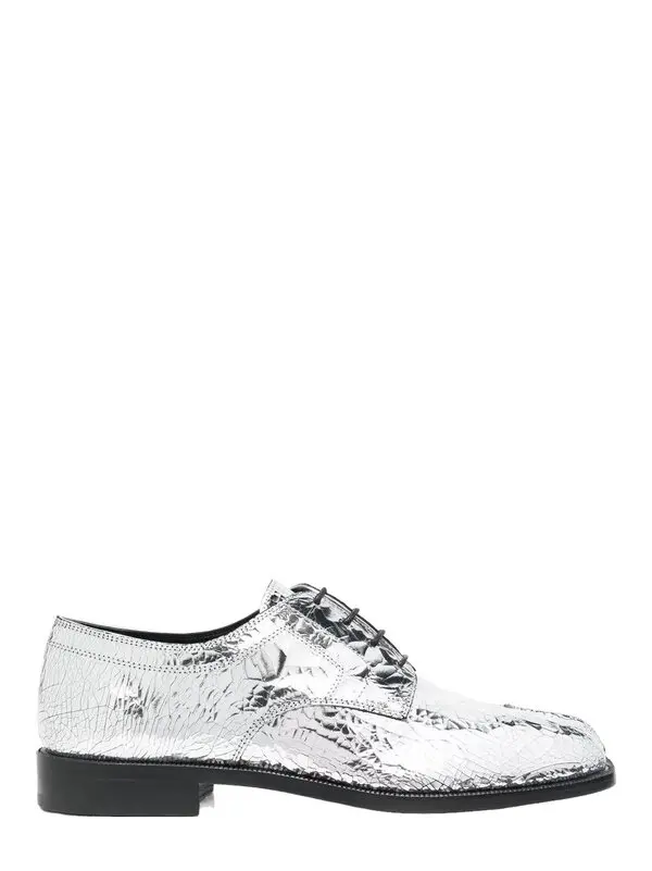 MAISON MARGIELA Tabi Mirror-effect Lace-up Brogues - Silver