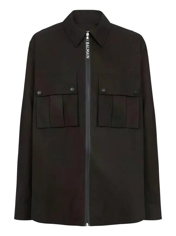Balmain Zip-up Cotton Shirt - Black