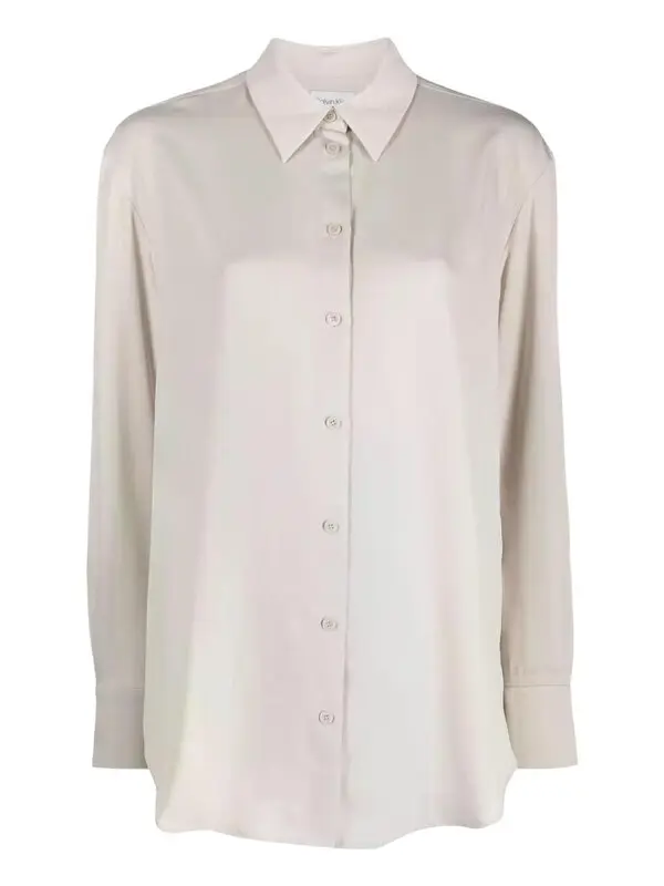 Calvin Klein Straight-point Collar Long-sleeve Shirt - Silver
