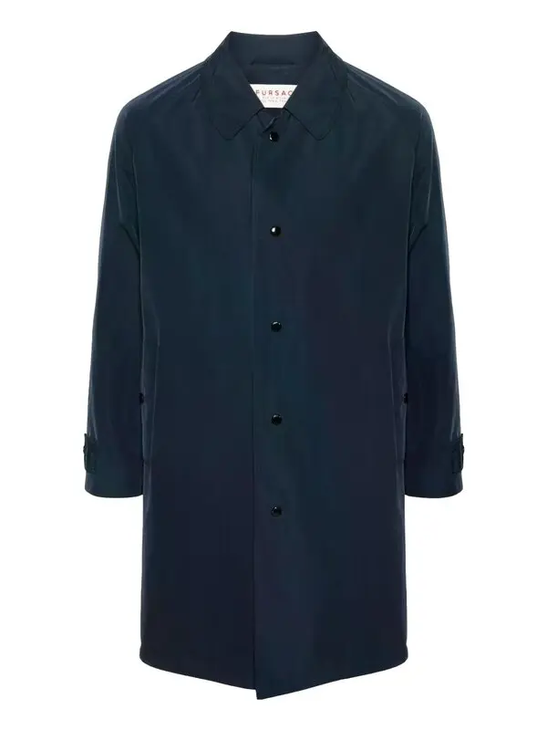FURSAC Stud-fastening Cotton Raincoat - Blue