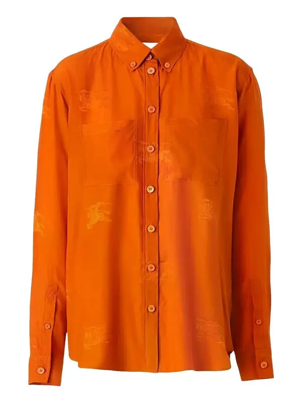 Burberry Logo-embroidered Long-sleeve Shirt - Orange