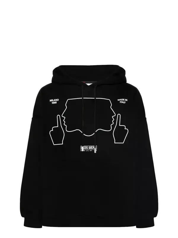 Gcds Cotton Jersey Hoodie - Black