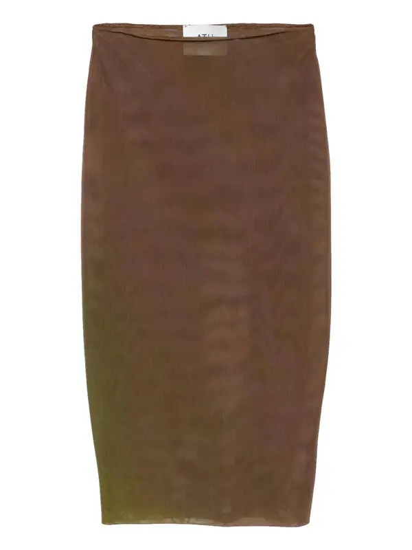 ATU BODY COUTURE Mesh-design Midi Skirt - Brown