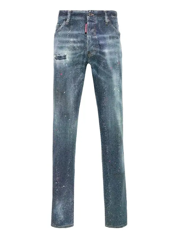 Dsquared2 Cool Guy Studded Mid-rise Slim Jeans - Blue