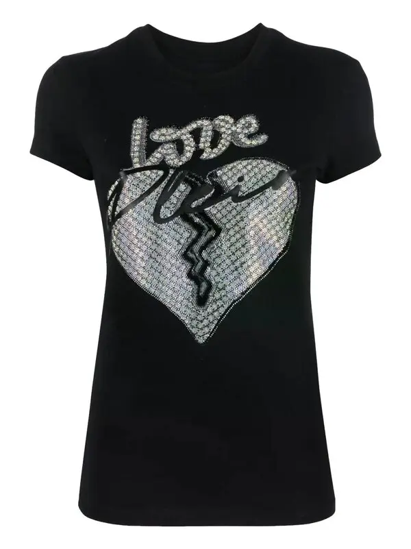 Philipp Plein Heart-motif Rhinestone-embellished T-shirt - Black