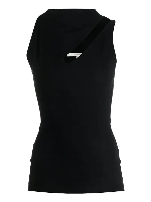 MANURI Bambina Asymmetrical-neckline Top - Black