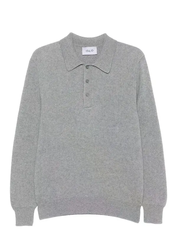 D4.0 Fine-ribbed Polo Shirt - Grey
