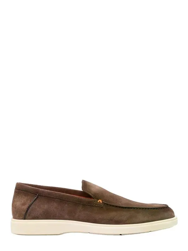 Santoni Almond-toe Suede Loafers - Brown