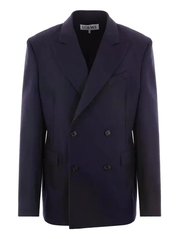 Loewe Wool Double-breasted Blazer - Blue