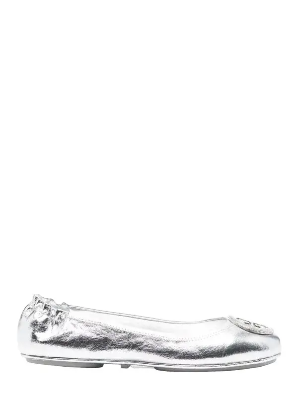 Tory Burch Minnie Travel Ballet Flats - Silver