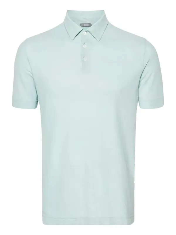 ZANONE Short-sleeve Cotton Polo Shirt - Blue
