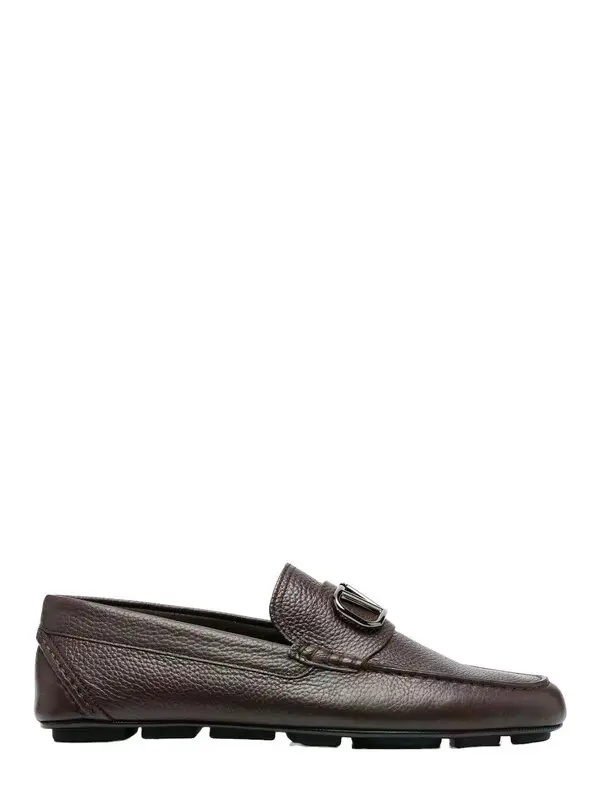 Valentino Garavani Vlogo Signature Leather Driving Shoes - Brown