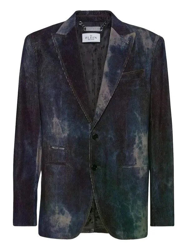 Philipp Plein Bleached-effect Velvet Blazer - Blue