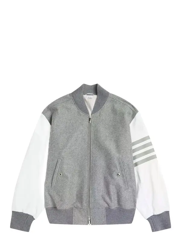 Thom Browne 4-bar Stripe Wool Bomber Jacket - Grey