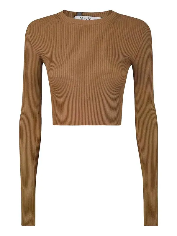 Max Mara Ribbed Long-sleeve Top - Brown