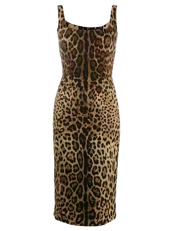 Dolce & Gabbana Leopard-print Midi Dress - Black