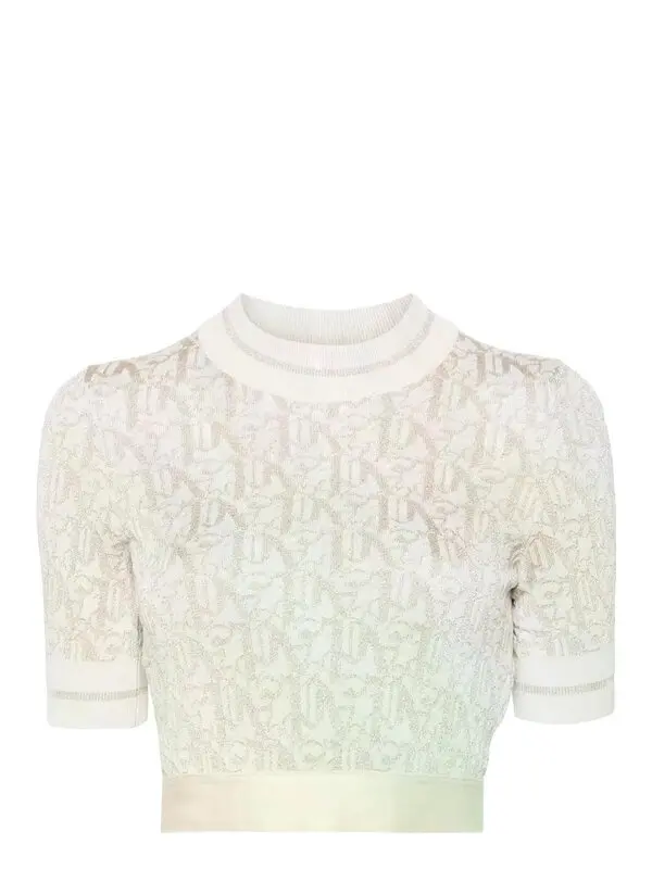 Palm Angels Monogram-jacquard Knitted Crop Top - Neutrals