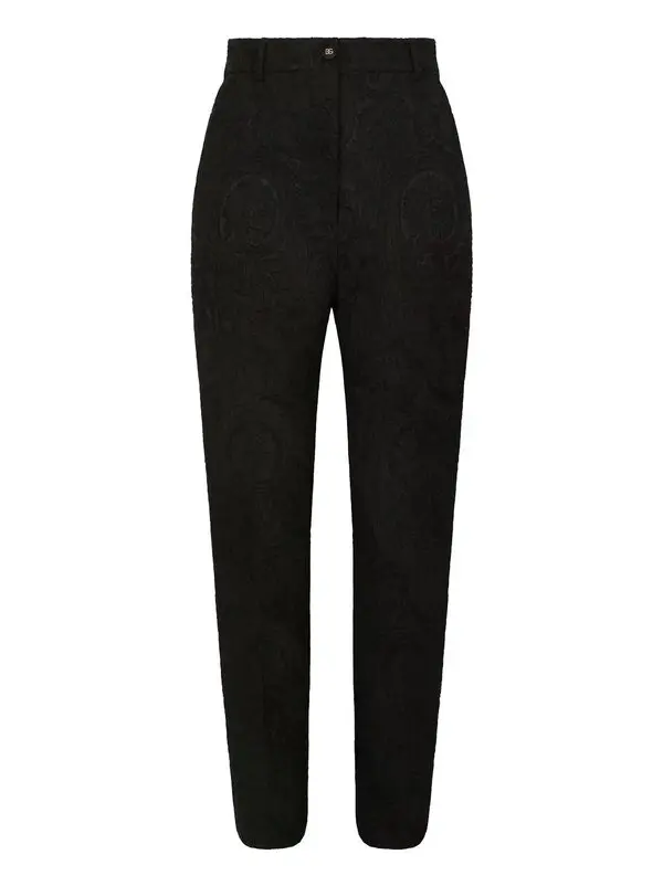 Dolce & Gabbana High-waisted Jacquard Trousers - Black
