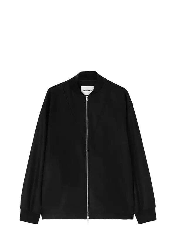 JIL SANDER Zip-up Wool Sweatshirt - Black