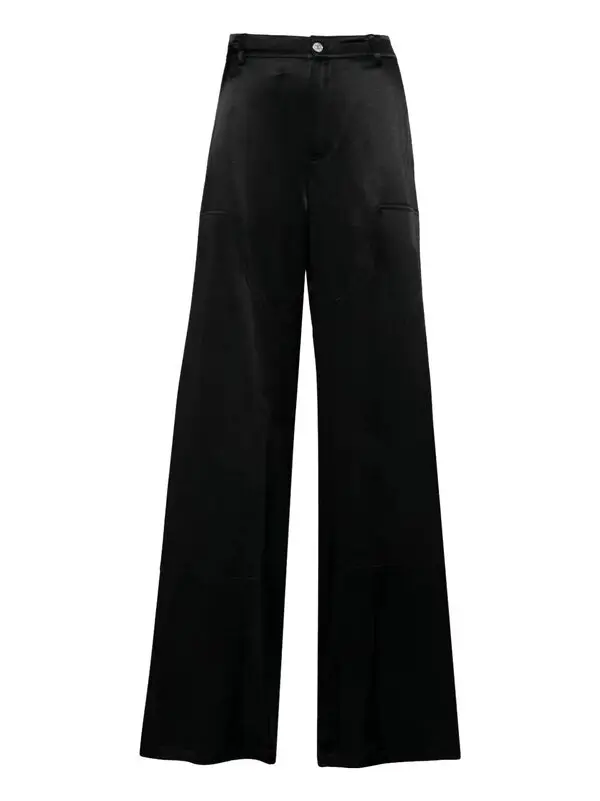 Moschino Satin-finish Wide-leg Trousers - Black