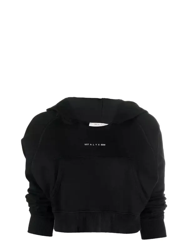 1017 Alyx 9sm Cropped Logo-print Hoodie - Black