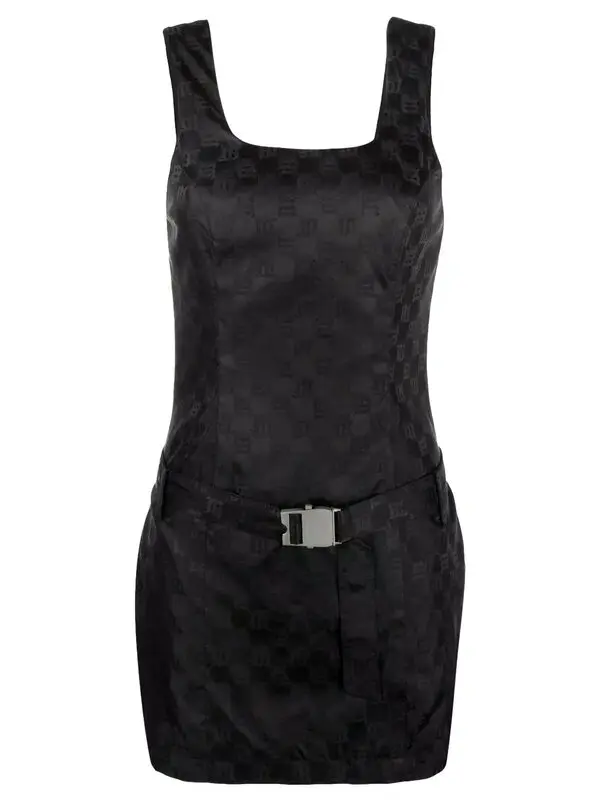 MISBHV Monogram Jacquard Mini Dress - Black