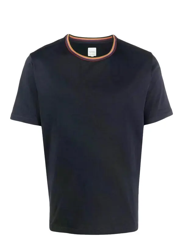 Paul Smith Stripe-trim Organic Cotton T-shirt - Blue