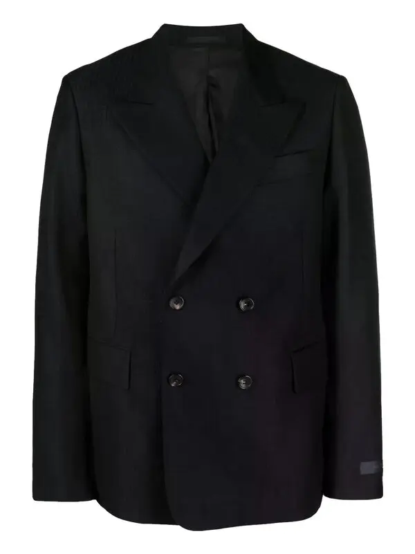 LANVIN Checked Double-breasted Blazer - Blue