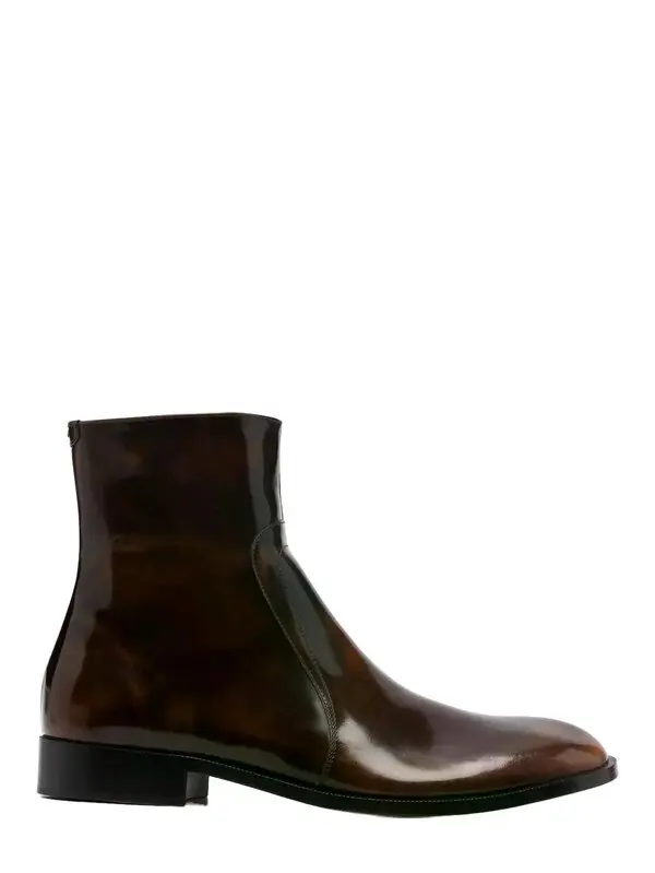 MAISON MARGIELA Waxed Leather Boots - Brown