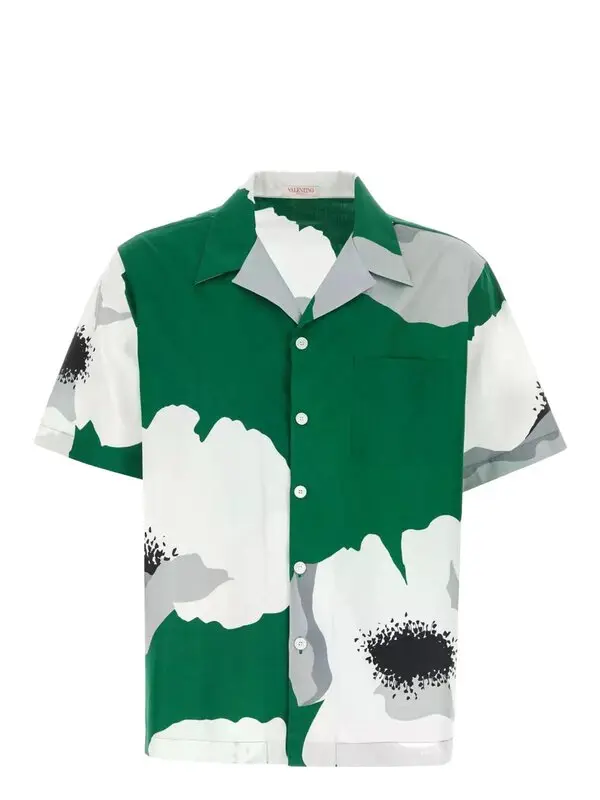 Valentino Garavani Flower Portrait-print Bowling Shirt - Green