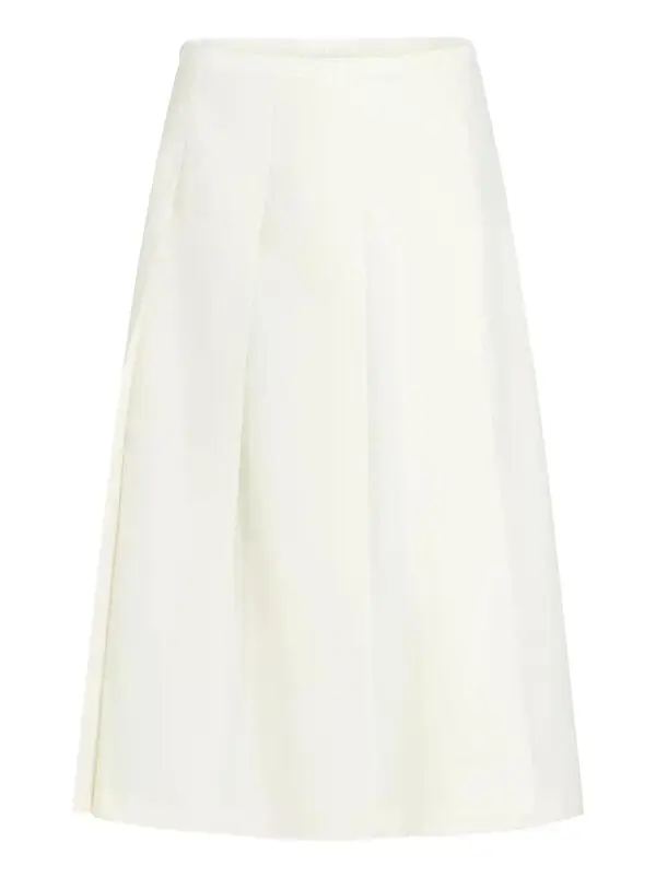 PATOU Pleated Twill Midi Skirt - Neutrals