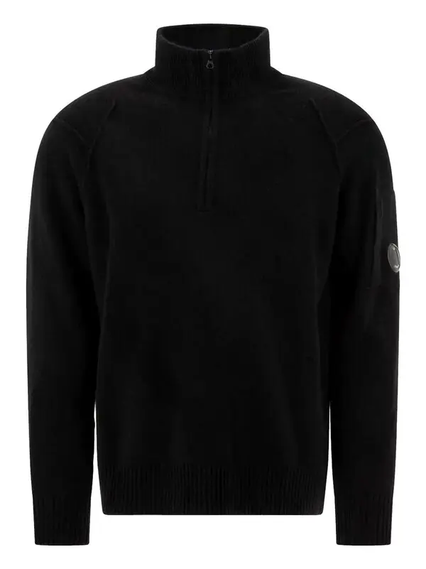 C.P. COMPANY Half-zip Wool Sweater - Black