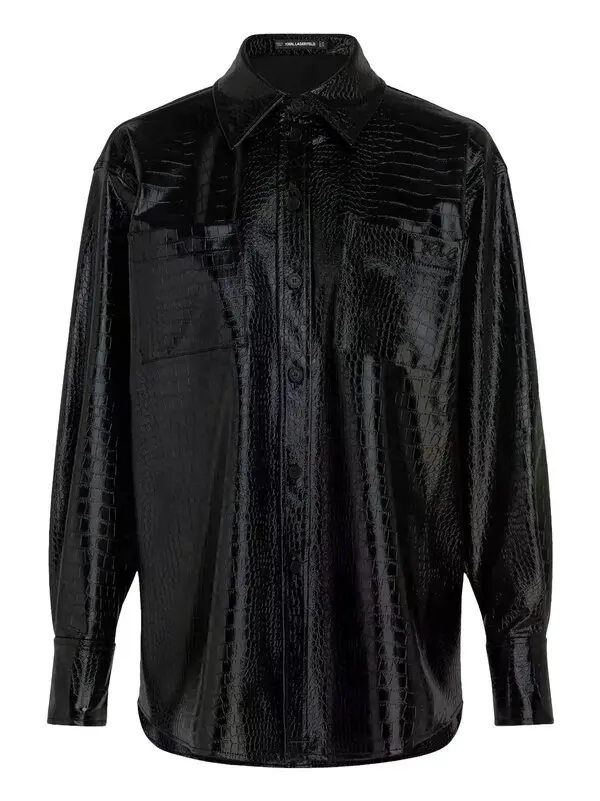 Karl Lagerfeld Faux-leather Shirt - Black