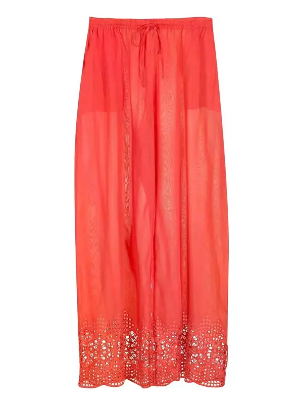 AMIR SLAMA Broderie-anglaise Palazzo Pants - Red