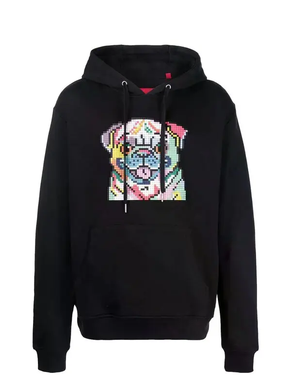 MOSTLY HEARD RARELY SEEN 8-BIT Rainbow Pug Pullover Hoodie - Black