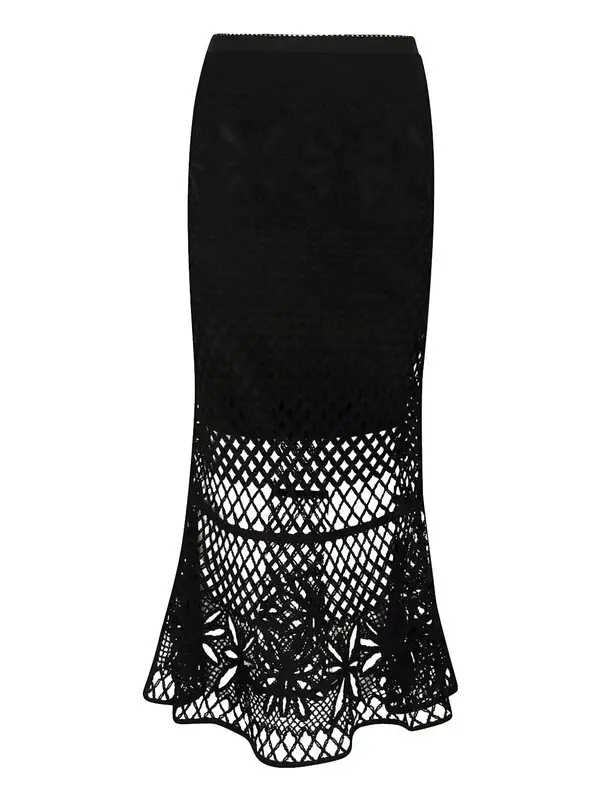 Pinko Crochet-effect Maxi Skirt - Black