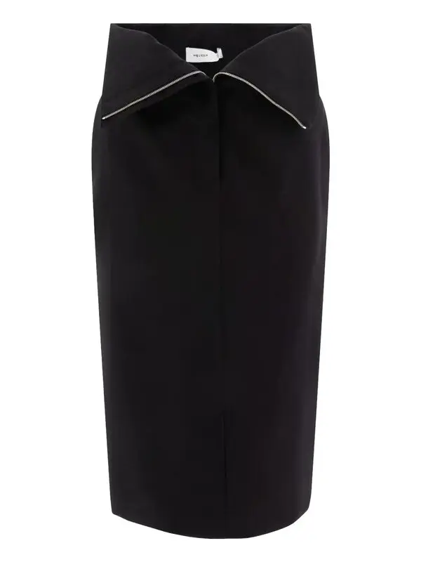 Alexander McQueen Folded-edge Midi Skirt - Black
